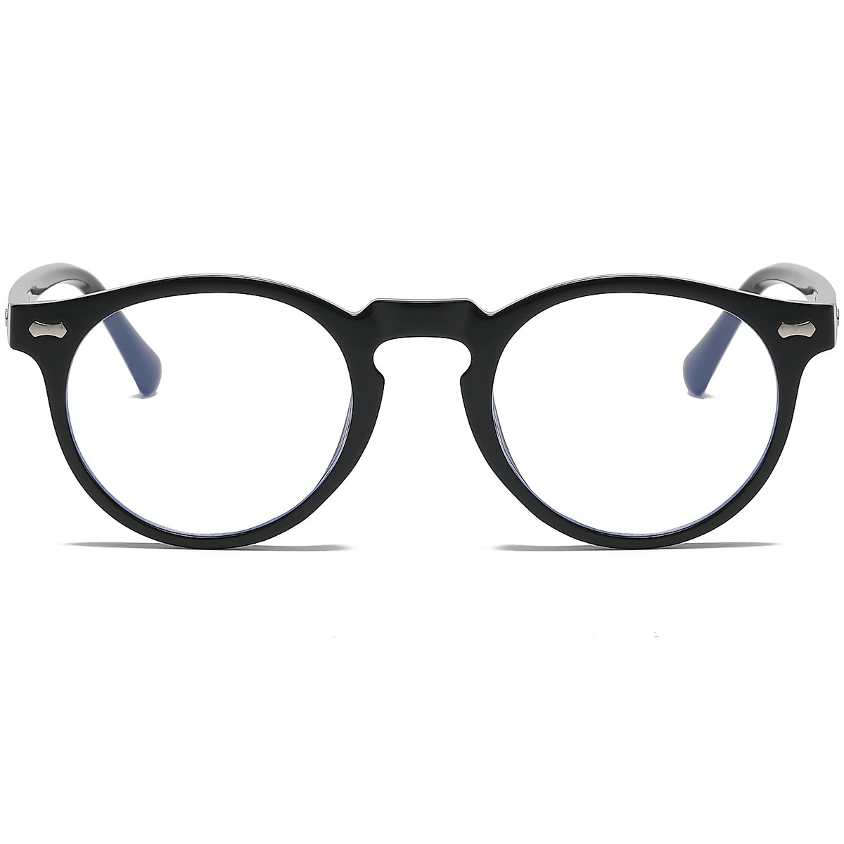 EYLRIM Round Blue Light Glasses Thick Circle Frame Clear Lens Non Prescription Eyewear(01 Black)