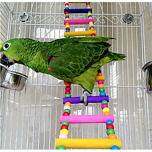 Bird Ladder Bridge, Parrot Toys Rainbow Swing Bridge Hammock Natural Raw Wood, Macaws Parakeets Lovebirds Chameleon Hamster for Training (32 Inch)