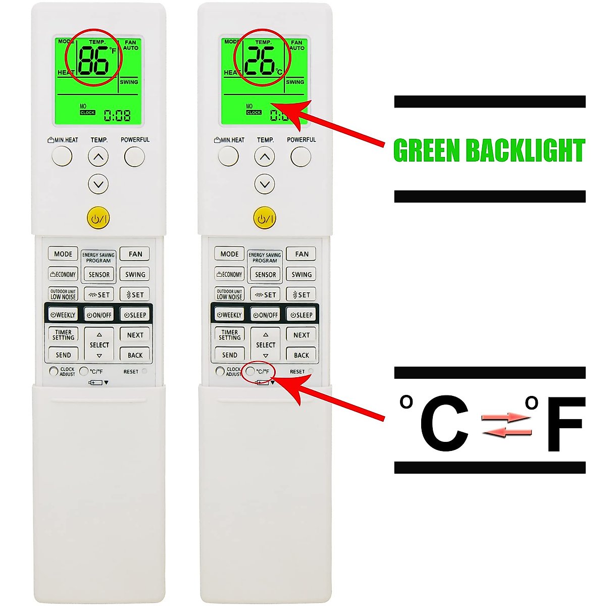 Compatible with Fujitsu Air Conditioner Remote Control AR-RED1U AR-REF1U AR-REM1U AR-REY1U AR-REA1E AR-REA2E AR-REB1E AR-REB2E AR-REF1E AR-REF2E AR-REF3E AR-REF4E AR-REJ1E AR-REM1E AR-REM2E