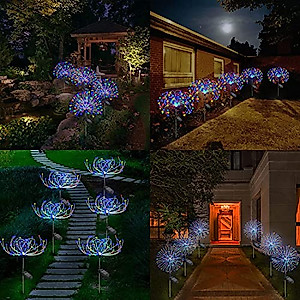 BQOQB 2Pack Solar Firework Lights Garden Lights 150 LED Solar Decorative Lights Waterproof Stake Landscape Lights with 2 Flashing Modes for Outdoor Patio Yard Lawn Pathway Landscape Decor…