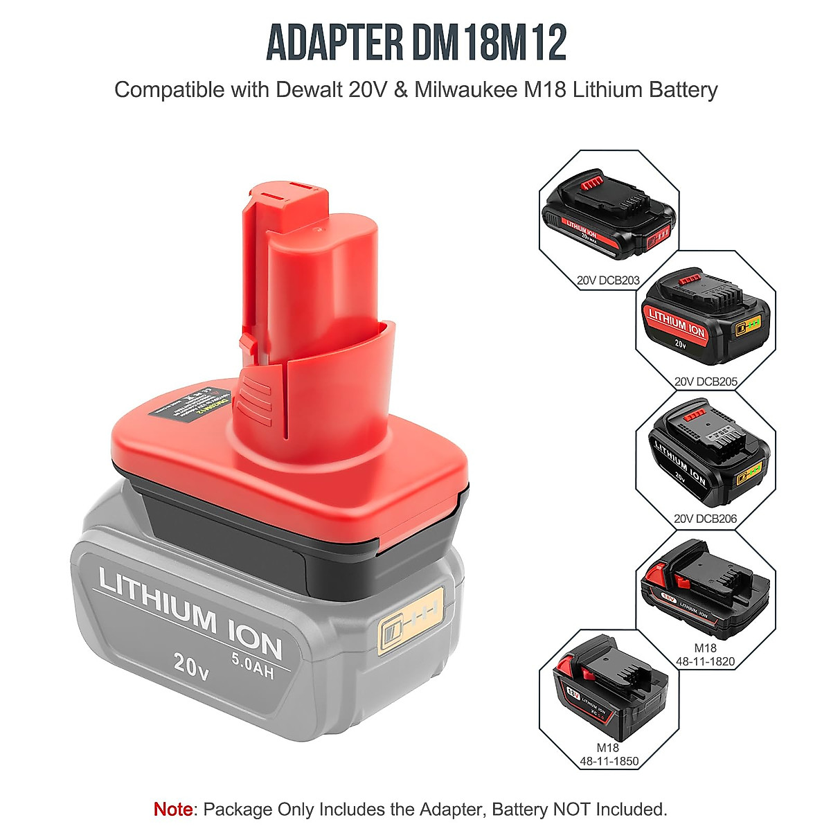 ADVTRONICS Battery Adapter for Milwaukee 12V M12, for DeWalt 20V & for Milwaukee M18 18V Lithium Battery Convert to for Milwaukee M12 12V Battery, for Milwaukee M12 12V Power Tool