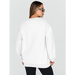 Trendy Queen Sweatshirts for Women Hoodies Oversized Crewneck Tops Sweaters Comfy Fall Winter Outfits Clothes 2025 Fashion White XL