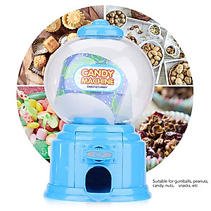 AYNEFY Portable Kid Candy Machine,Plastic Mini Gumballs Dispenser Machine Mini Twisted Sugar Machine Piggy Ban Kids Kindergarten Christmas Day Present(Blue)