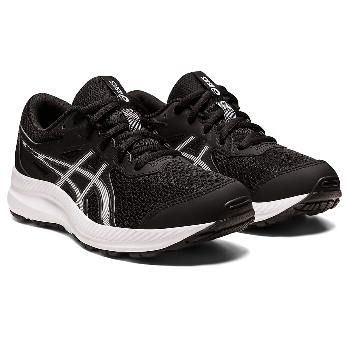 ASICS Kid's CONTEND 8 Grade School Running Shoes, 7, BLACK/WHITE