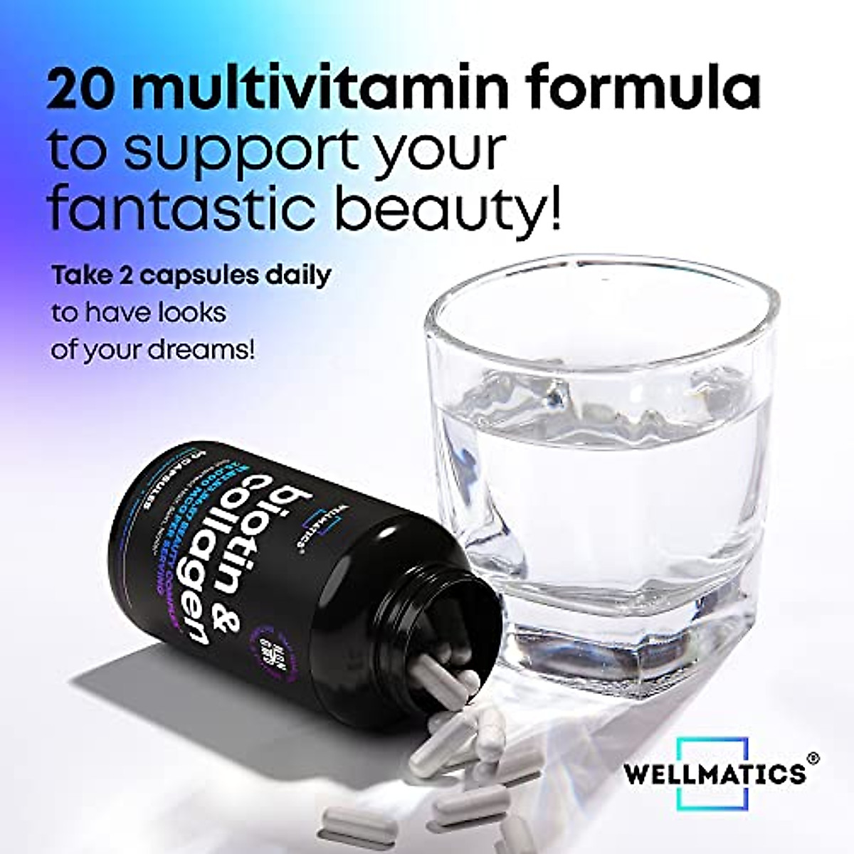 Biotin Capsules with Collagen and Keratin - 25000MCG Per Serving - Biotin Vitamins for Hair, Skin and Nails - Premium Biotin Supplement for Hair Growth for Women and Men - Metabolism Support - 60 Caps