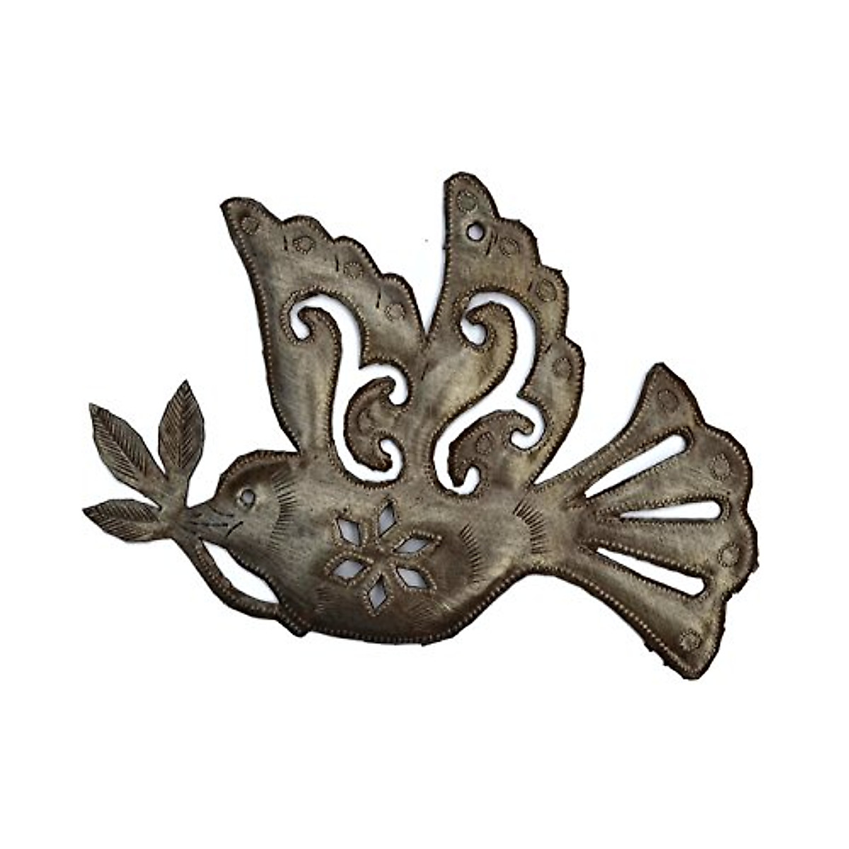 It's Cactus Home Decor Bird, Set of 2 Dove of Peace with Olive Branch, Wall Hanging Plaques, Cute Metal Garden Art 5.5 x 8 Inches, Handmade in Haiti