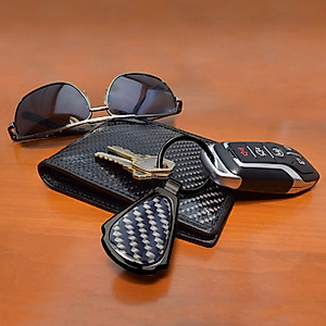 iPick Image Compatible with Honda Red Accord Real Black Carbon Fiber Gunmetal Black Metal Teardrop Key Chain