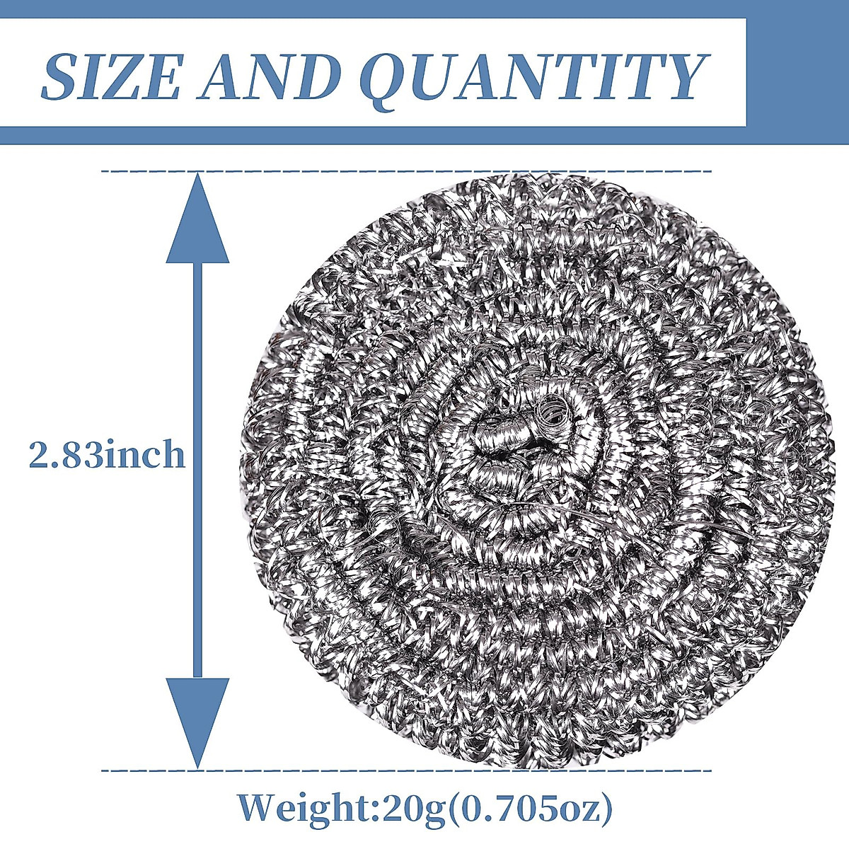 GUEICN Stainless Steel Scrubber Scrubbing Scouring Pad Magic Eraser Sponges Clean Pot Pan and Broiler Rack Steel Wool for Kitchen Bathroom (6Pcs Metal Scrubber)