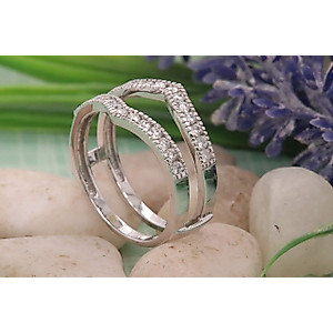 Dazzlingrock Collection 0.45 Carat (Cttw) Round White Diamond Women Wedding Enhancer Ring 1/2 CT, 18K White Gold, Size 9