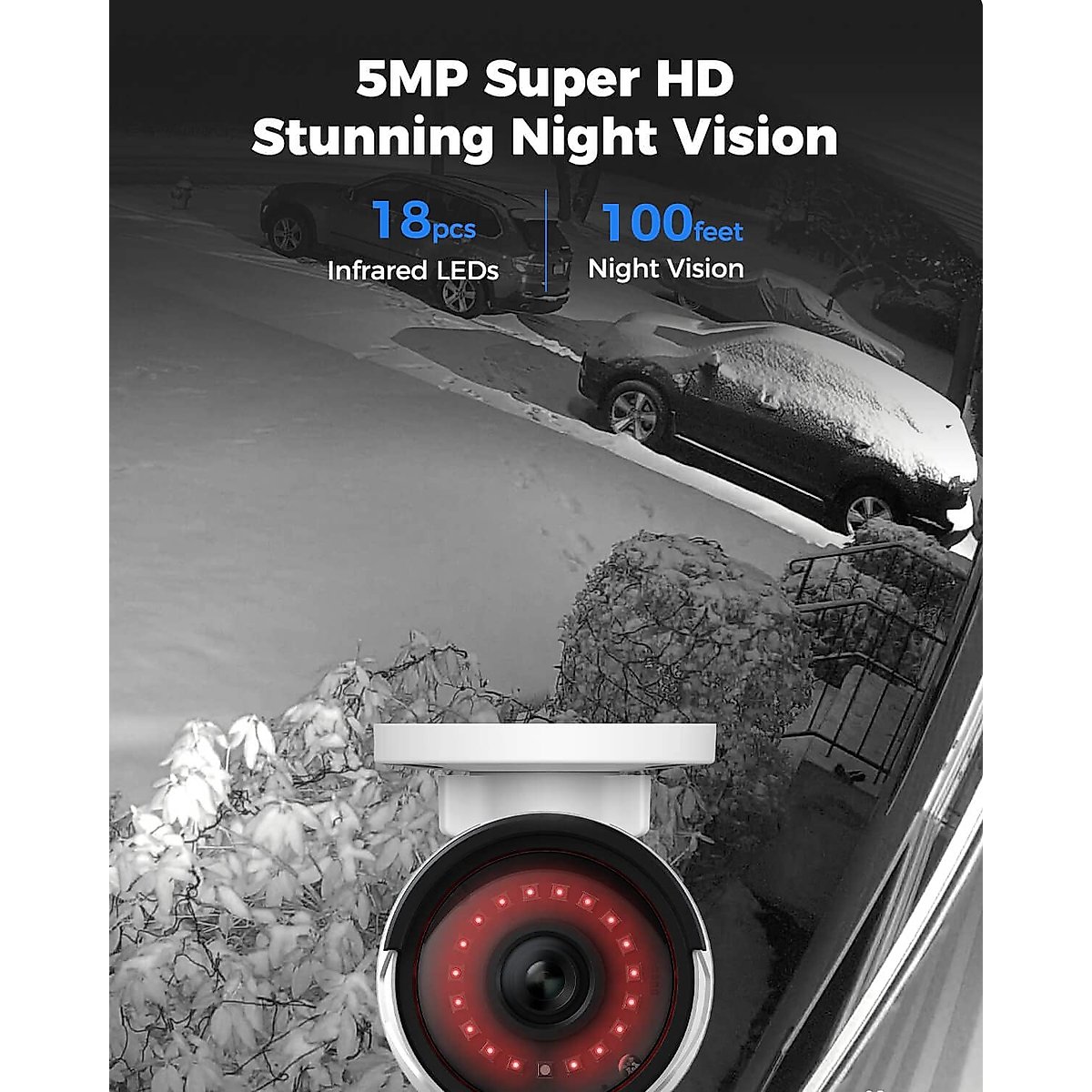 REOLINK 16CH 5MP Home Security Camera System, 8pcs Wired 5MP Outdoor PoE IP Cameras with Person Vehicle Detection, 4K 16CH NVR with 4TB HDD for 24-7 Recording, RLK16-410B8-5MP