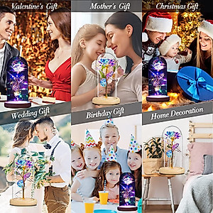 QUNPON Womens Gifts for Christmas Flowers Gifts for Women,Mom Grandma Sister for Girlfriend Her Wife Friends,Birthday Gifts for Women,Rainbow Galaxy Glass Rose Gifts for Christmas
