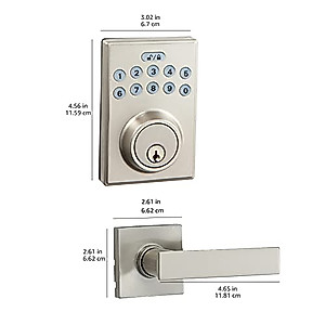 Amazon Basics Contemporary Electronic Keypad Deadbolt Door Lock With Passage Lever, Satin Nickel, 6.62 cm x 11.81 cm