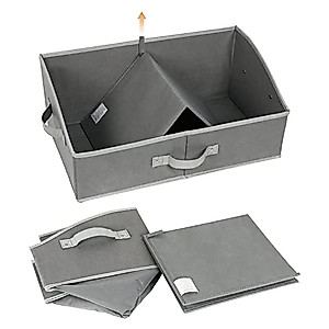 Kntiwiwo Closet Storage Bins Trapezoid Storage Basket, Fabric Storage Bins for closet shelves, Foldable Closet Organizers and Storage Baskets Box with Handles for Bedroom Office,Gray, 4-Pack