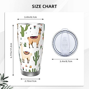quopvn Alpaca Llama Print 20oz Car Cup Ps Material Lid, Perfect For Hot & Cold Drinks