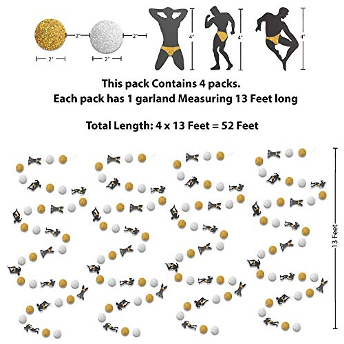 Bachelorette Party Decorations I Stripper Men Dancer Hanging Garland I Bridal Shower Naughty Supplies Bachelor Banner for Hen Parties Girls Night Out I Bachlorette Garlands Streamers Party Decoration