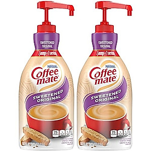 Nestle Coffee mate Coffee Creamer, Sweetened Original, Concentrated Liquid Pump Bottle, Non Dairy, No Refrigeration, 50.7 Ounces (Pack of 2)