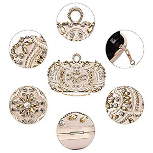 Tanpell Womens Beaded Clutch Bag Fashion Diamond Evening Handbag Bridal Purse for Wedding Party (Gold)