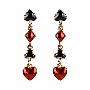 Vintage Poker Queen Earrings for Women, Lolita Dangle Drop Earrings, Clown Drip Oil Earrings Decoration, Halloween Jewelry