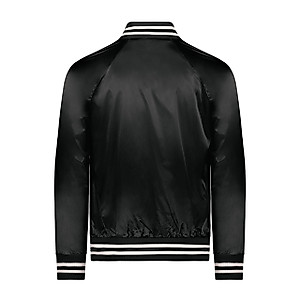 Augusta Sportswear Men's X-Large Augusta Satin Baseball Jacket/Striped Trim, Black/White
