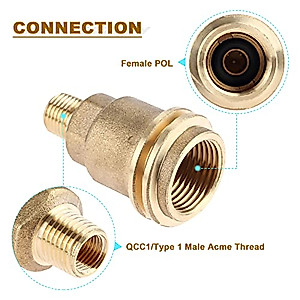 Mtsooning 2PCS 1/4 Inch QCC1 Solid Brass Nut, Propane Hose Adapter Gas Fitting Adapter Male Pipe Thread Propane Quick Connector