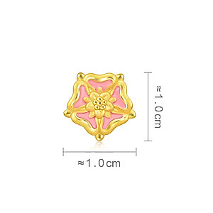 CHOW SANG SANG 999 24K Solid Gold Mini Charm Tudor Rose Charme Mini Bracelet for Women 93020C (Gold, 19 CM)