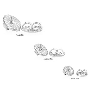 14k White Gold Earring Back Replacement Secure and Comfortable with Ear Locking Tension Grip Tight Nut (Small)