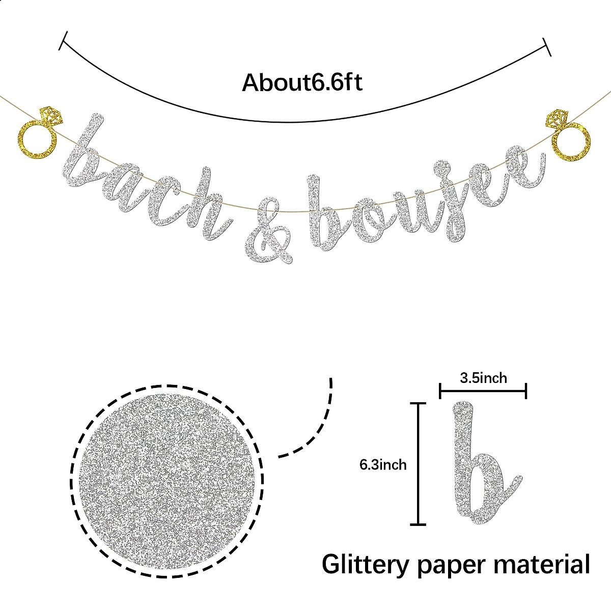 INNORU Bach & Boujee Banner, Bridal Shower, Engagement Party Decorations, Boujee Bride Banner, Wedding Bachelorette Party Decorations, Silver Glitter