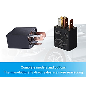 Yumfugu 2 PCS Car 5 Pin 12V 30A Relay, Multi-Purpose 30A Waterproof Heavy Duty Relay Replacement, Universal Automotive Conditioner Relay Accessories for Cars SUVs Trucks (Black)