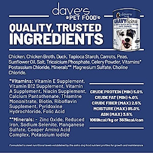 Dave's Pet Food Gravylicous Soft Wet Dog Food for Small & Large Dogs (Chicken & Duck with Veggies), Grain Free Canned Dog Food, Added Vitamins & Minerals, Wheat & Gluten-Free, 12oz Cans (Case of 12)
