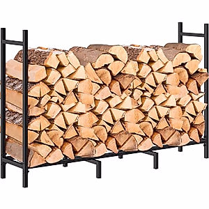 NANANARDOSO 4ft Firewood Rack Outdoor Fire wood Holder for Fireplace Wood Storage, Bottom Widening, Heavy Duty Fire Log Stacker Stand for Indoor Fireplace Metal Lumber Storage Carrier Organizer
