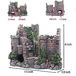 Ulifery Castle Ruins Aquarium Decorations Moss Fish Tank Ornaments with Bubbler for Betta Hideout