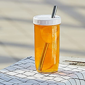 Yirilan Glass Cups - 4 Pack 24oz Mason Jar Drinking Glasses with Lids and Straws,Reusable Boba Cups,Iced Coffee Cup/Tumbler, smoothie cup