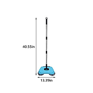 Multi-purpose Hand Push Sweeper, Dry Sweep & Wet Drag Two in One Sweeper, Home Office Sweeping Mopping Machine,Floor Sweeper with 2 Corner Edge Brushes 1Pcs (Sky Bule)