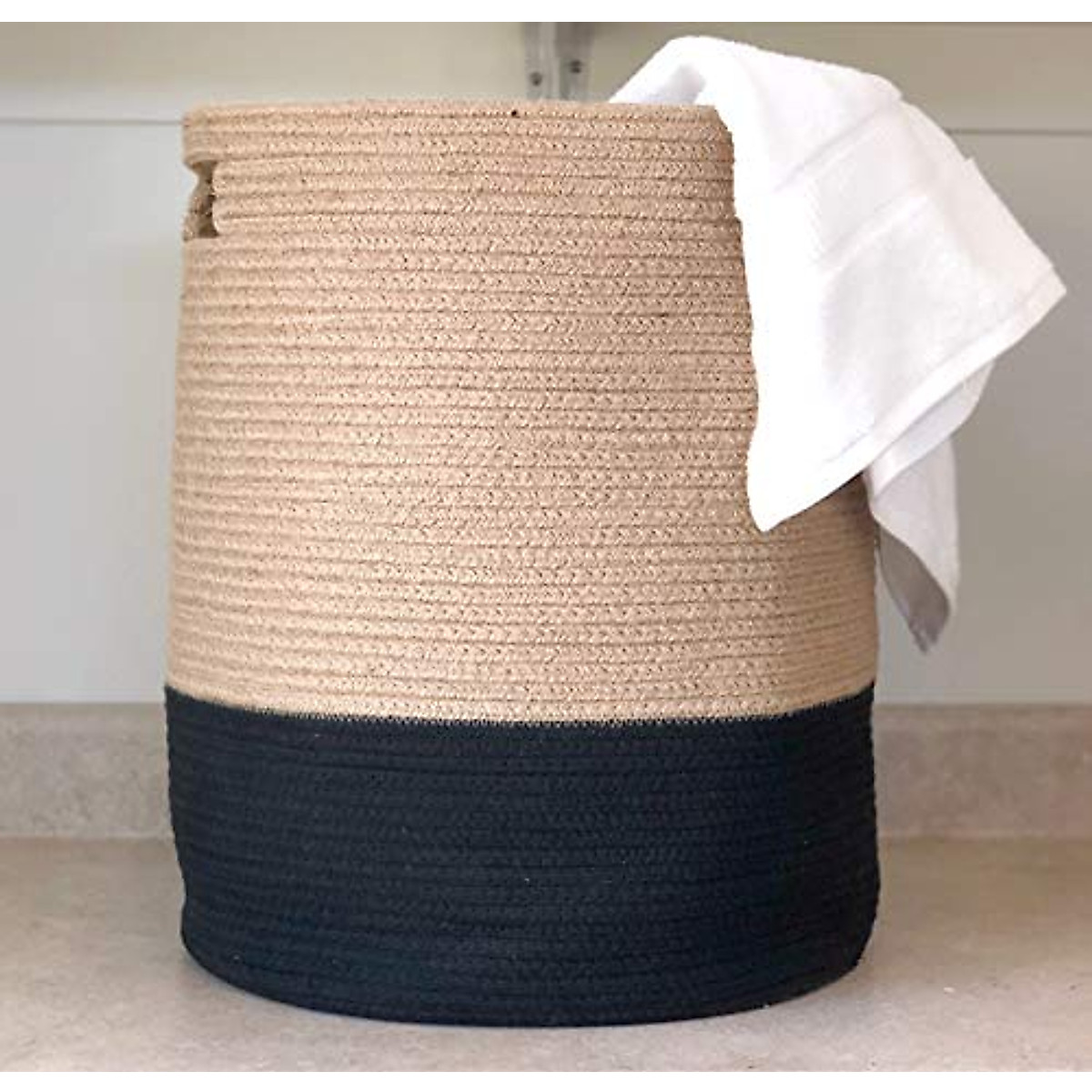 Woven Rope Storage Basket | 19" Tall Jute Basket for Blankets, Kids Toys, & Baby Nursery Clothes | Designed by Chloe and Cotton