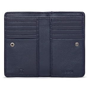 Yoshi Jane Austen Bookworm Flap Over Ladies Purse, Genuine Leather Womens Wallet, Navy, One Size, Classic