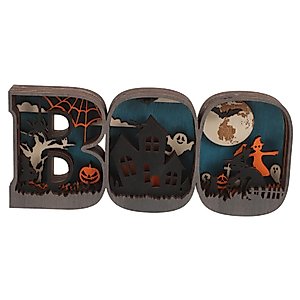 Halloween Wooden Crafts Creative Design Letter Holiday Decoration Ornaments Wooden Table Centerpieces Halloween Party Decoration Halloween Decor Wooden Desktop Decor Room Decor