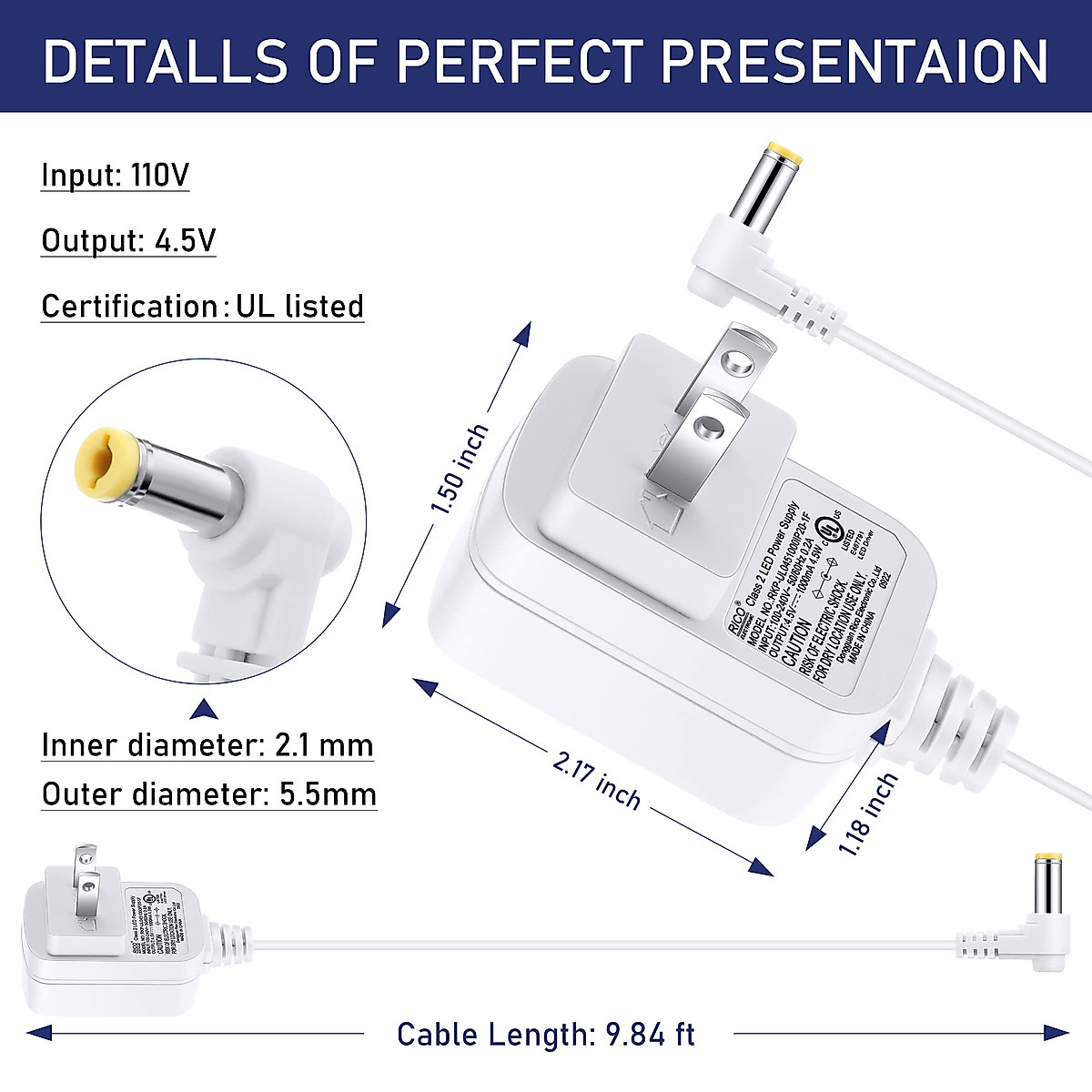 Sumind AC/DC Adapter Compatible with Lemax Lighted Village Accessory # 74254 94563 94565 94566 94527 94564, 4.5V 3 Output Power Adapter for Christmas Village Spooky Town Power Supply Charger (2 Pcs)