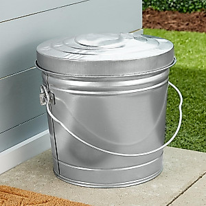 UBACKS Metal Trash Can with Locking Lid, 6 Gallon Galvanized Steel Bucket