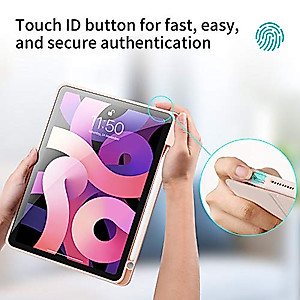 LovRug iPad Air 5th Generation Case 2022/iPad Air Case 4th Generation 2020 10.9 Inch with Pencil Holder, Auto Sleep/Wake, Soft TPU Smart Back Protective Cover Case (Pink)