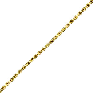 10K Yellow Gold 3mm 20" Diamond Cut Rope Chain Necklace with Lobster Lock