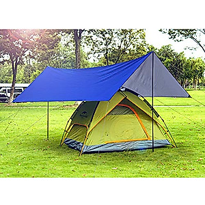 Sutekus Camping Tarp Rain Fly Tarp Waterproof Tent Tarp Lightweight Ripstop Fabric 12FT Extra Large Tarp (Khaki)