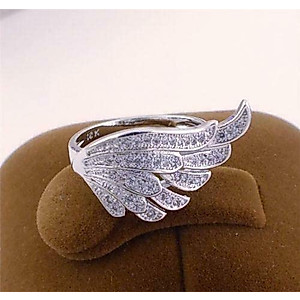 BeBold 3Ct Round Cut Simulated Diamond CZ Elegant Angel Wings Cocktail Ring White Gold Plated