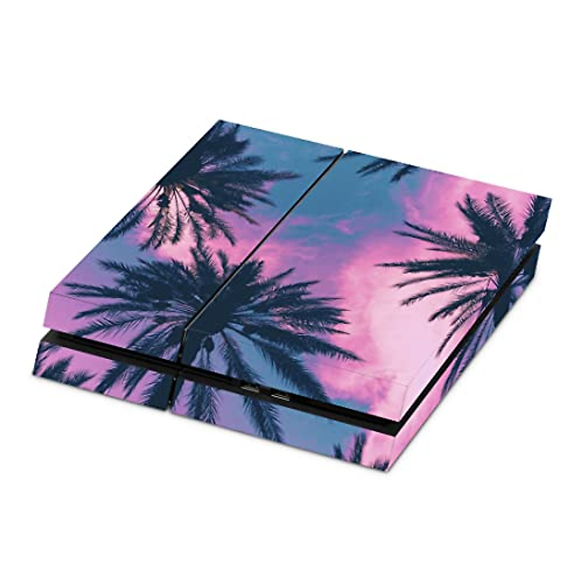 ZOOMHITSKINS Compatible with PS4 Skin, Compatible for Playstation 4, Palm Sky California Summer Vibes Purple Tropical, 1 PS4 Console Skin, Easy to Install, 3M Vinyl Decal, Made in The USA