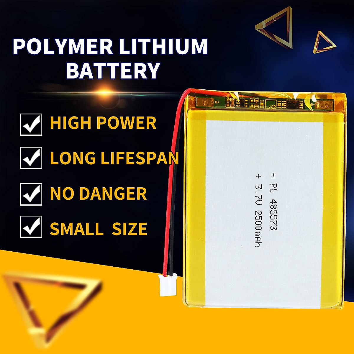 YDL3.7V 2500mAh 485573 Lipo Battery Rechargeable Lithium Polymer ion Battery Pack with PH2.0mm JST Connector