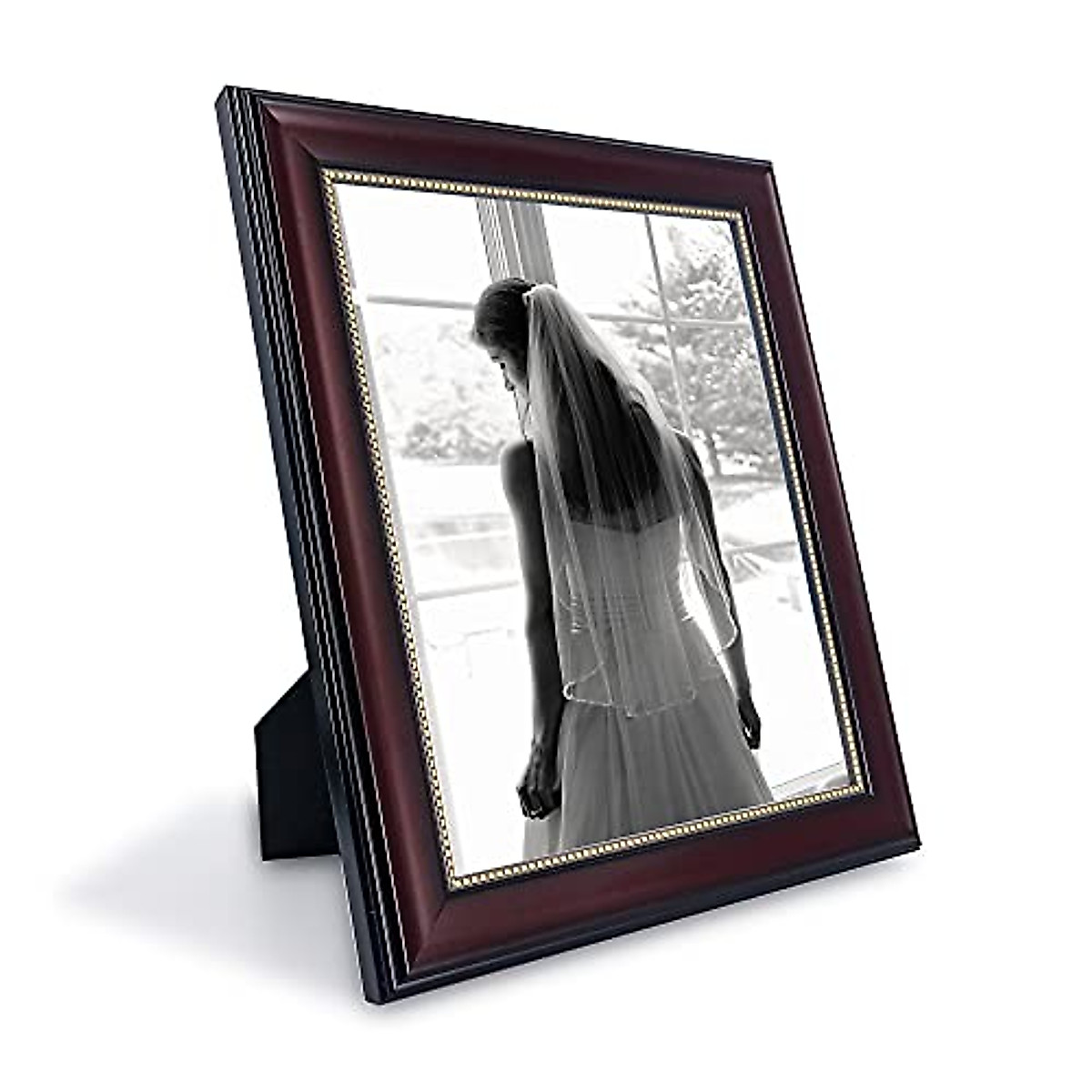 GraduationMall 8x10 Picture Frames, Real Glass, Display Photos for Wall or Tabletop, Mahogany with Gold Beads, 2-Pack
