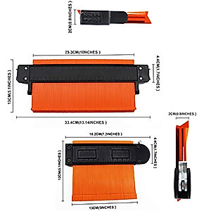 Contour Gauge Profile Tool with Lock, AMPLE 5 and 10 inch Widen Outline Shape Duplicator, 3 Pack Plastic Angle Measuring Woodworking Ruler, Finder, Precisely Copy Irregular Duplication Gauge Corners