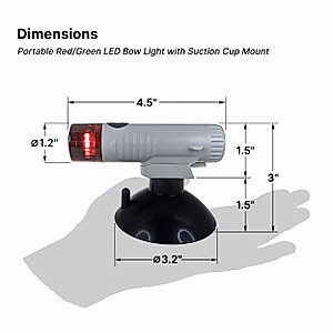 Pactrade Marine Boat Navigation Lights - Battery Powered Portable LED Red Green Bow Light (Suction Cup Mount) | Battery Operated Boat Lights, Kayak Lights for Night Kayaking