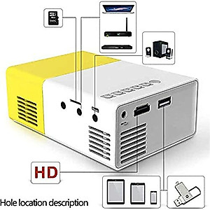 1080P HD LED Home Projector Mobile Phone Micro Portable Projector USB HDMI AV SD Mini Portable HD LED Projector for Home Office Travel Gifts