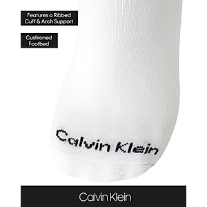 Calvin Klein Men’s Athletic Socks - 5 Pack Cushioned Crew Socks for Men - Soft, Breathable & Durable with Arch Support for All-Day Comfort, Sports, Workouts & Everyday Wear, White, Size 7-12
