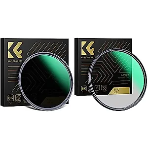 82mm Fixed ND64 & Circular Polarizing Lens Filters Kit (2 Pcs) 6 Stops Fixed Neutral Density Filter CPL Filter with 28 Multi-Layer Coatings for Camera Lens